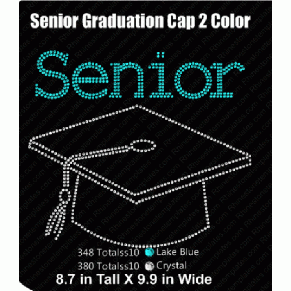 Senior Graduation Cap 2 colors Digital Rhinestone EPS SVG