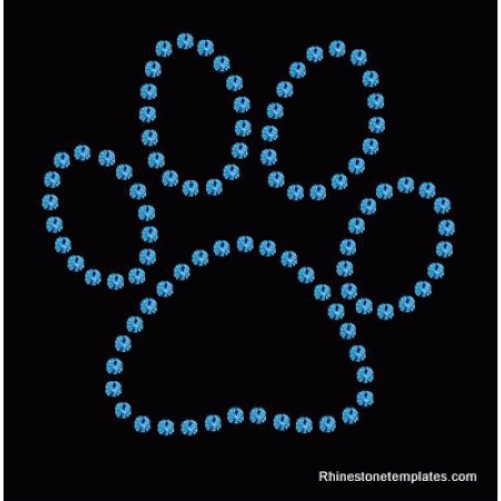 Add on paw Outlined Rhinestone Template