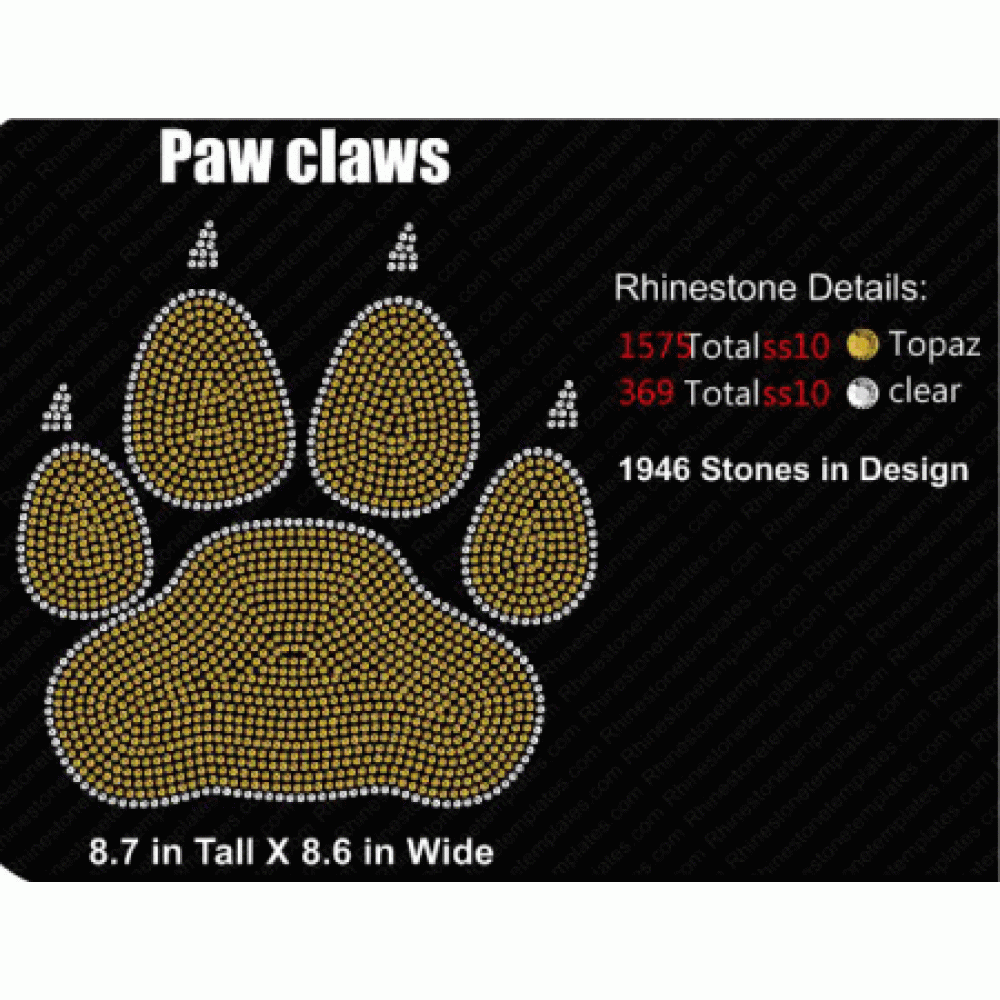 Paw Claws Rhinestone Precut Template