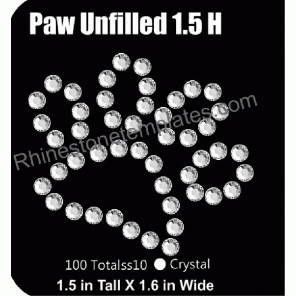 Paw Outline 1.5 H Rhinestone Template